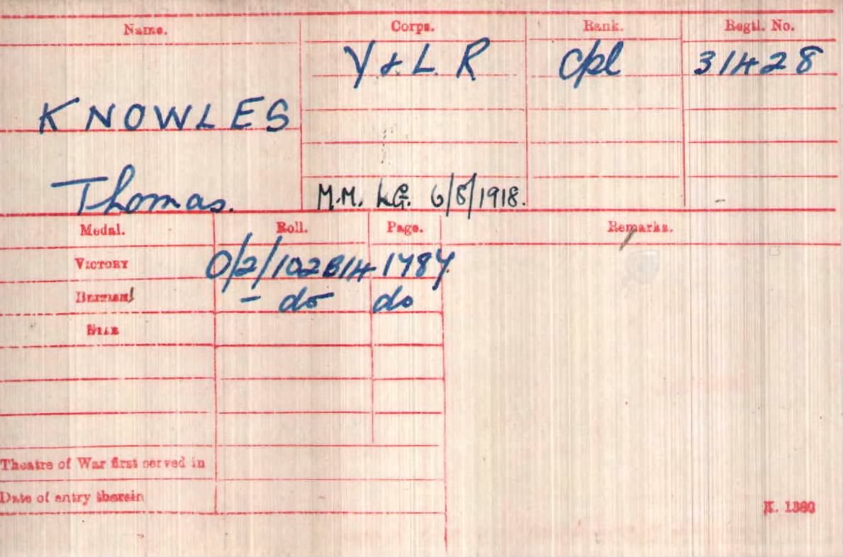 31428 Corporal Thomas KNOWLES